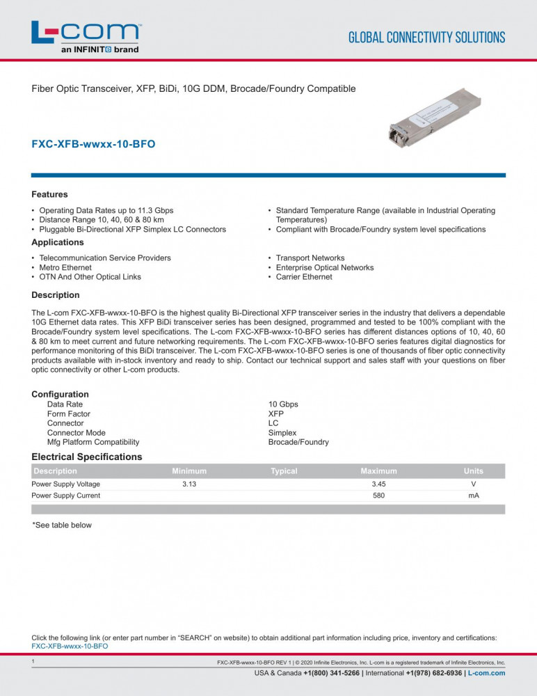 FXC-XFB-3240-10-BFO datasheet page 1