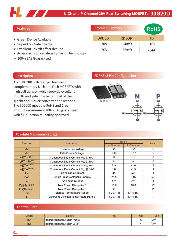 30G20D datasheet page 1