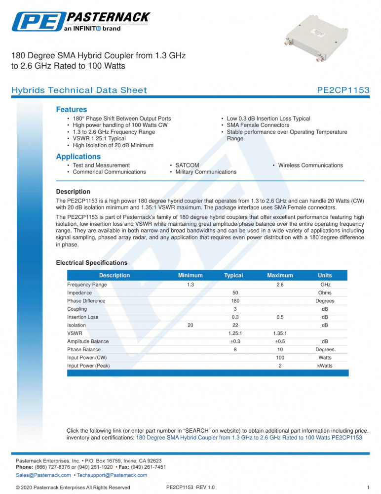 PE2CP1153 datasheet page 1