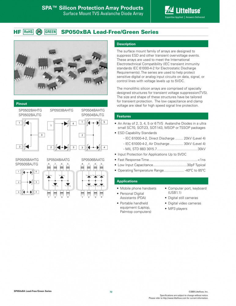 SP0504BAHTG datasheet page 1