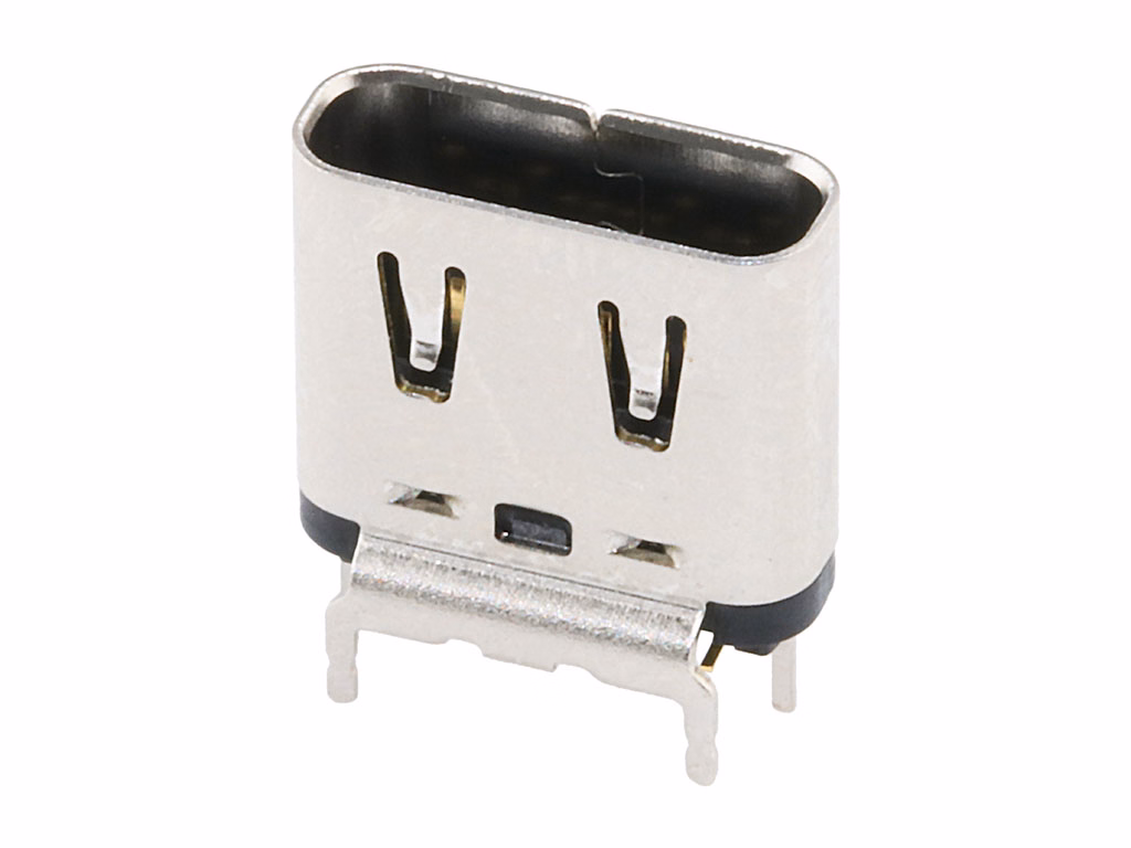 Universal Serial Bus (USB) Shielded I/O Receptacle, Type C, Vertical, Surface Mount, Spring Shell, 1.40mm Tab, Gold (Au) Plating for sale