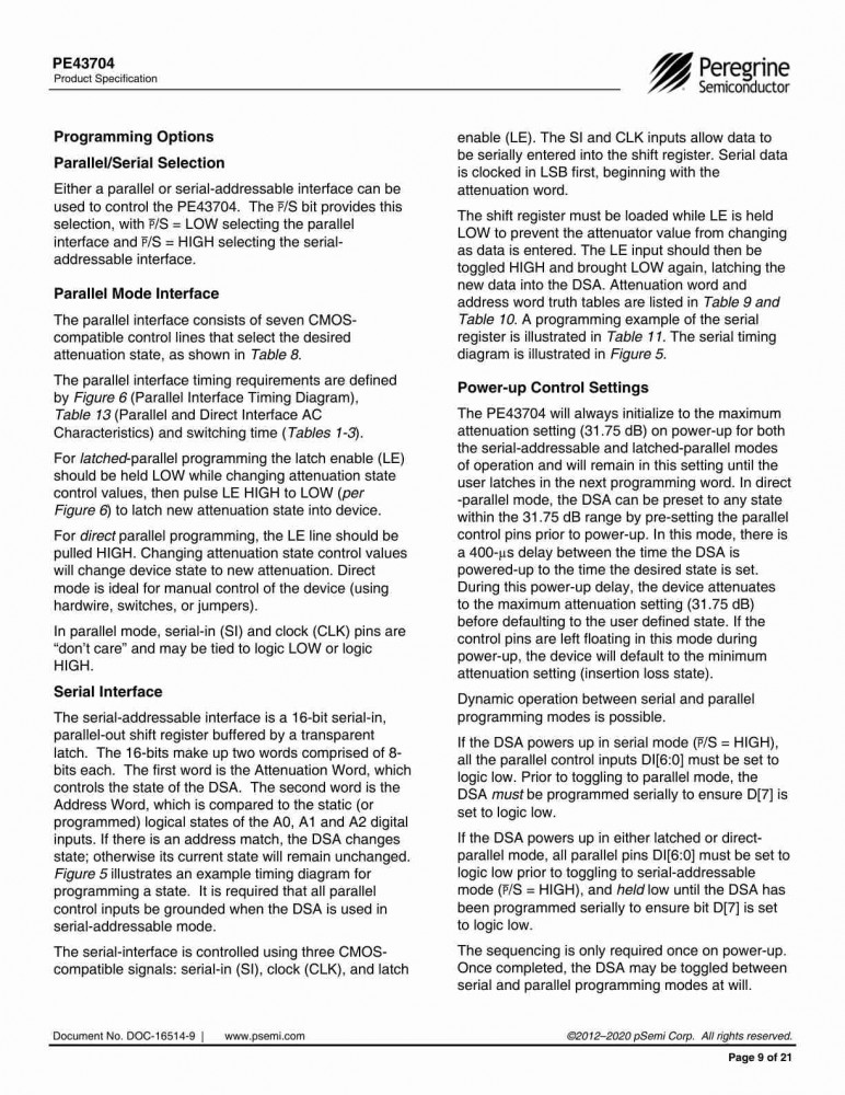 PE43704B-Z datasheet page 9