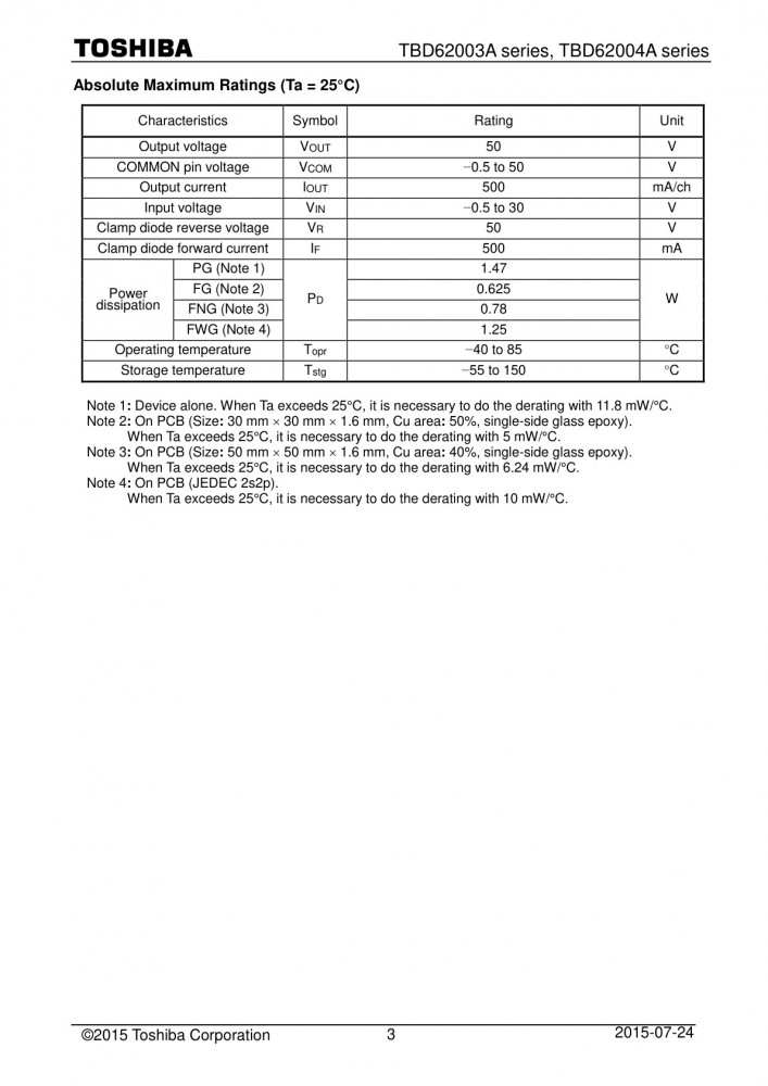TBD62003A series datasheet page 3
