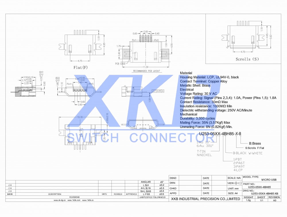 U253-051T-4BH85-SB technical drawing page