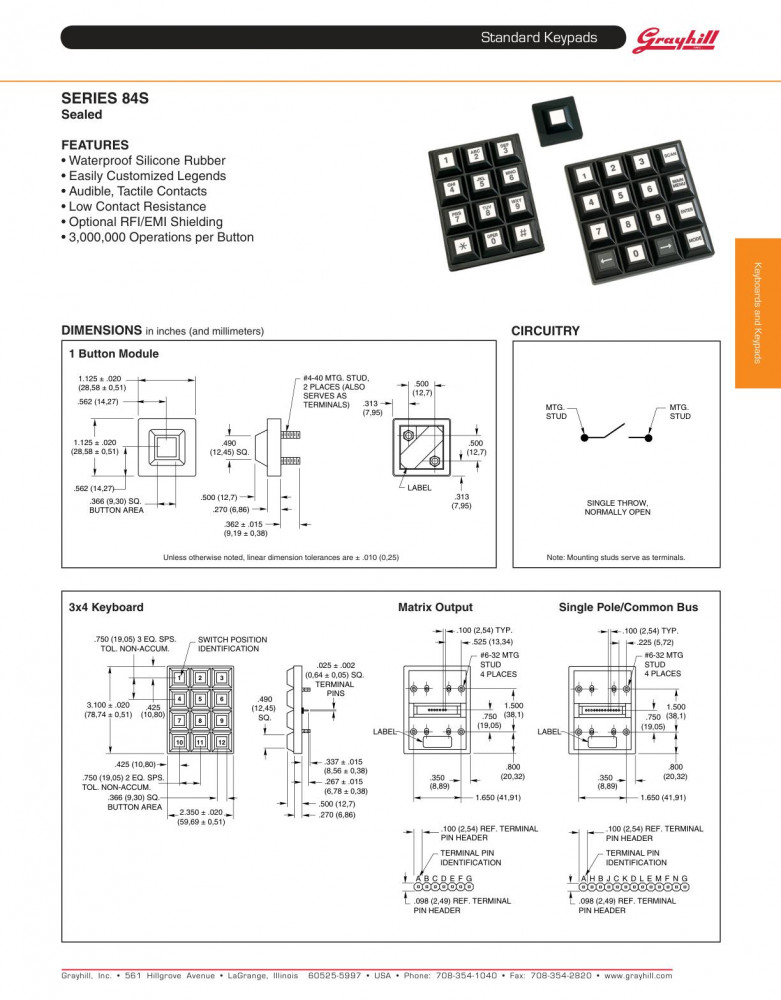 Grayhill Series 84S technical document page 1