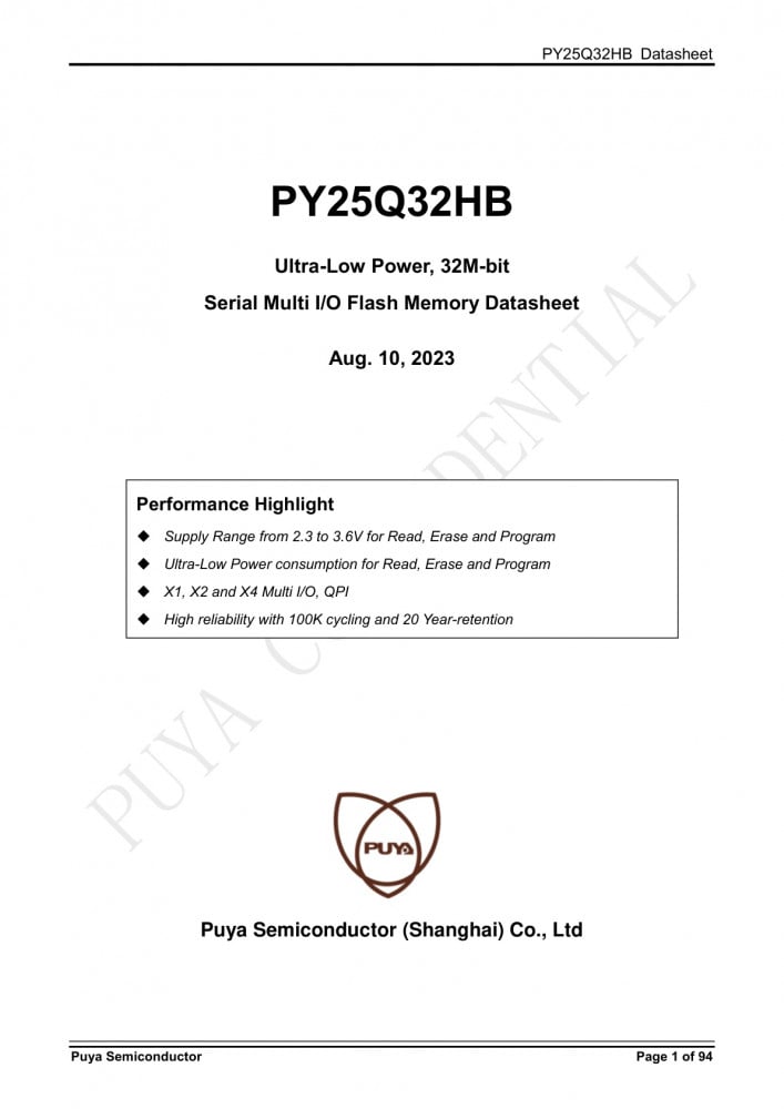 PY25Q32HB datasheet page 1
