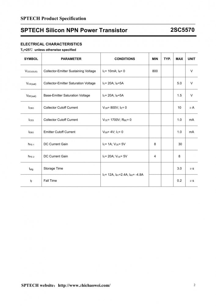 SPTECH 2SC5570 datasheet page 2