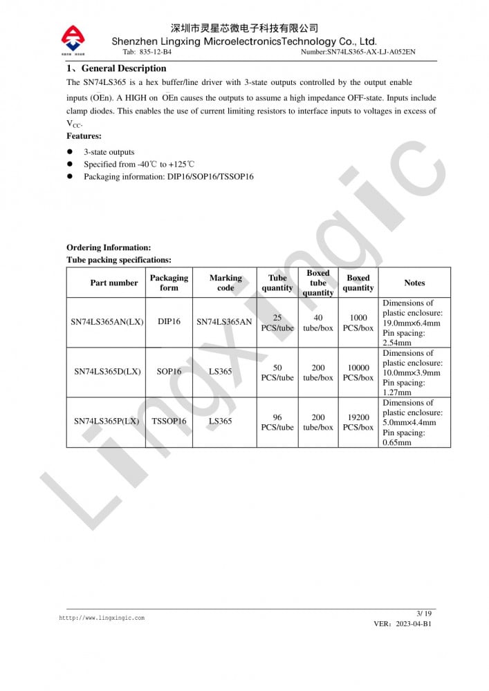 SN74LS365AN datasheet page 3