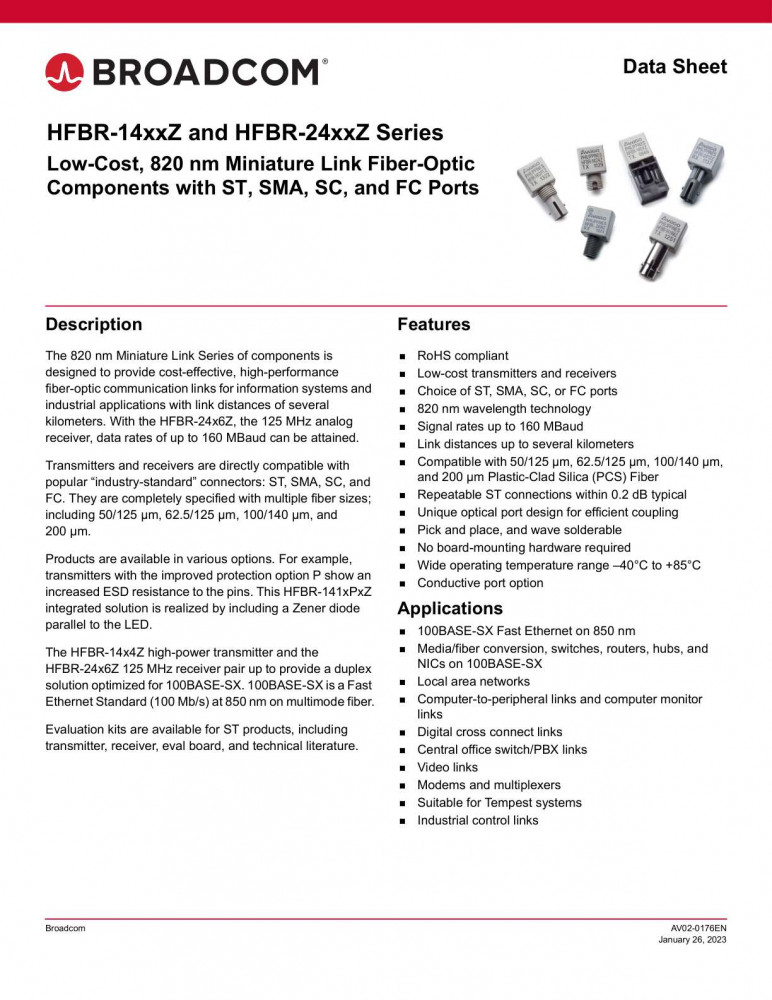 HFBR-2406Z datasheet page 1
