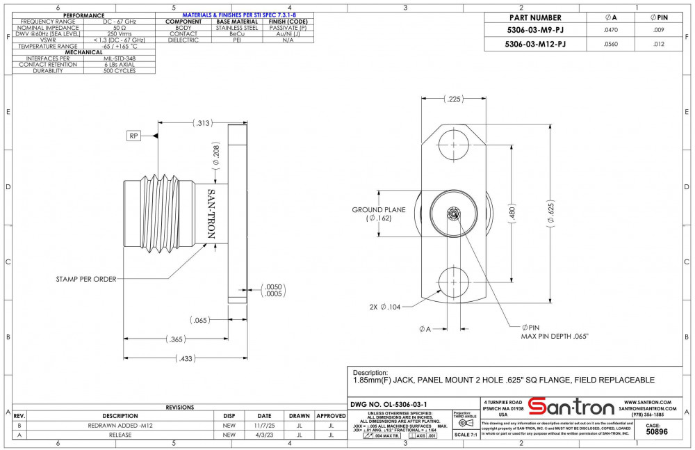 SAN-TRON 5306-03-M12-PJ product drawing