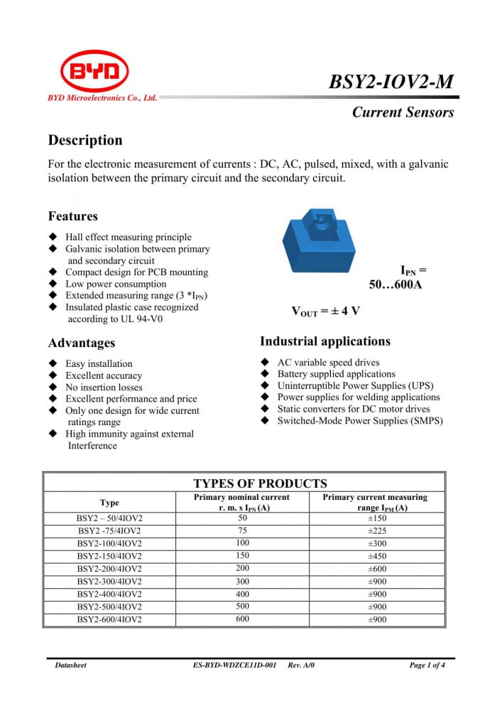 BSY2-600/4IOV2 technical document page 1
