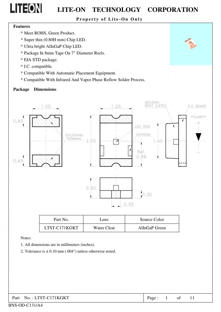 LTST-C171KGKT datasheet page 2
