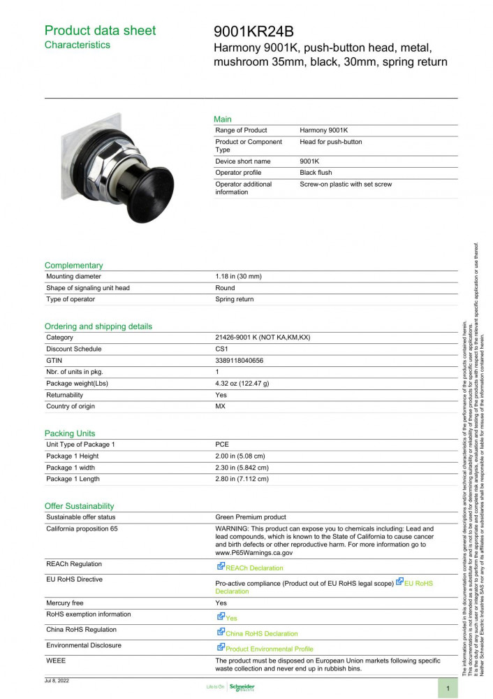 9001KR24B technical document page 1