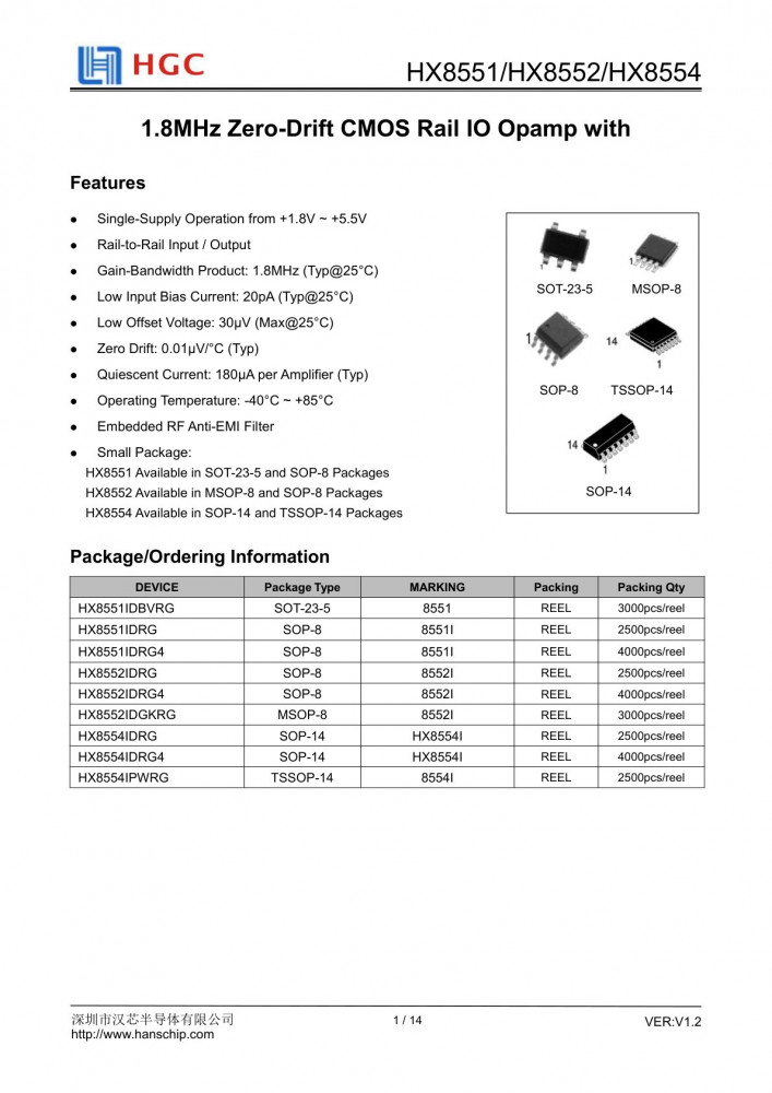 HX8551IDRG datasheet page 1
