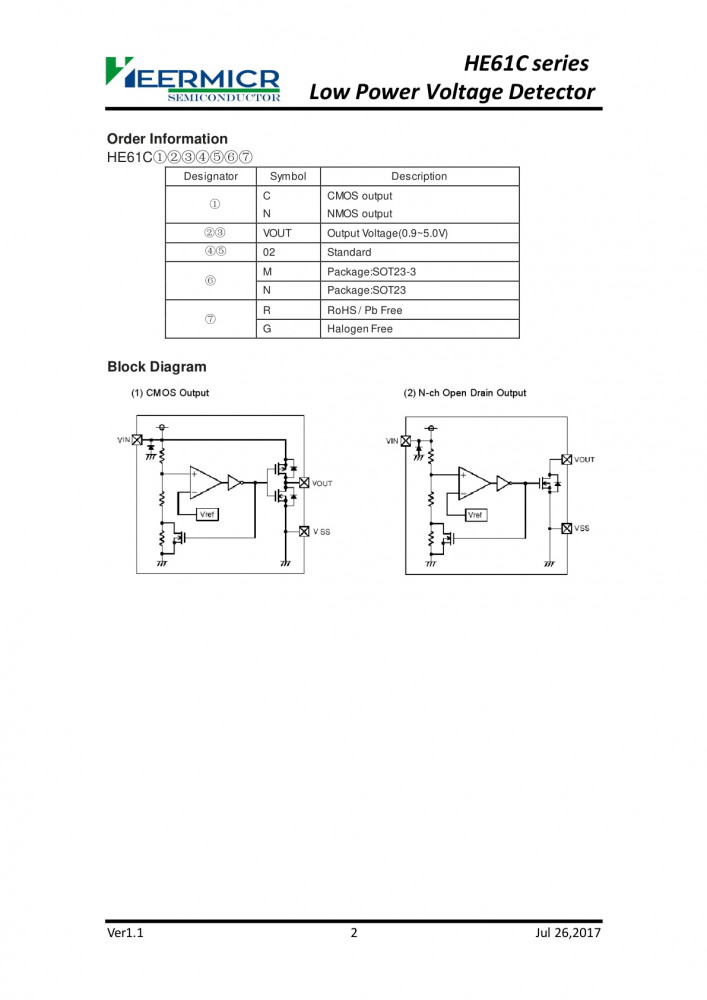 HE61C datasheet page 2