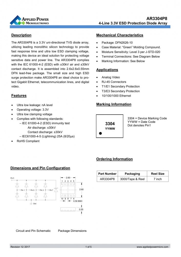 AR3304P8 datasheet page 1