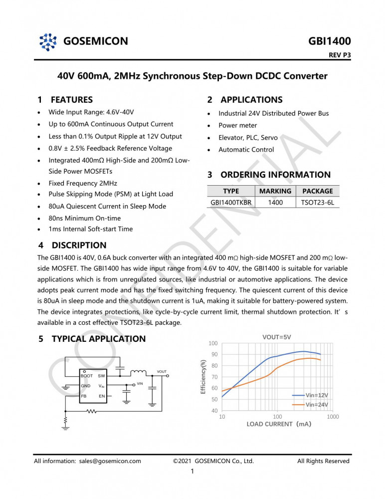 GBI1400TKBR technical document page 1