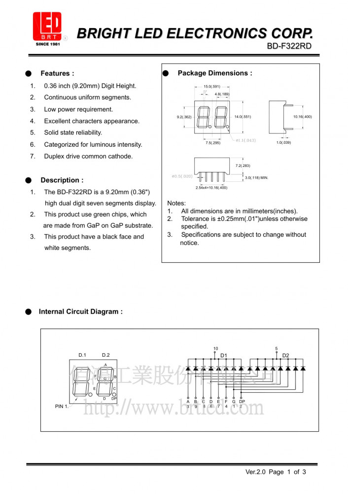 BD-F322RD technical document page 1