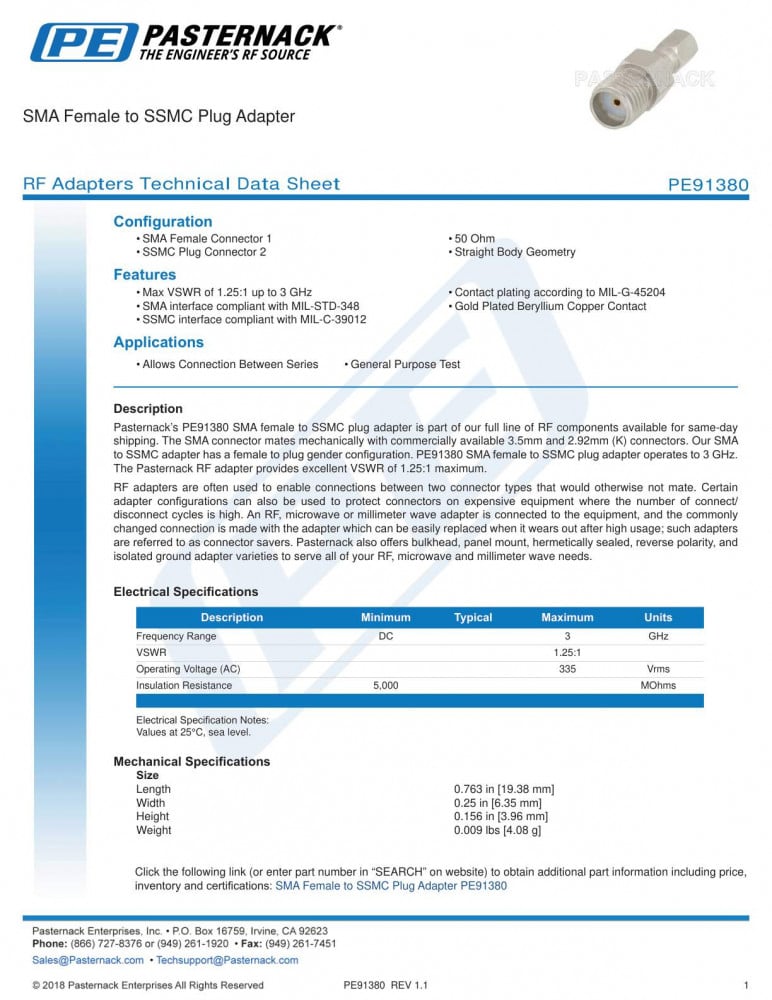 PE91380 technical document page 1
