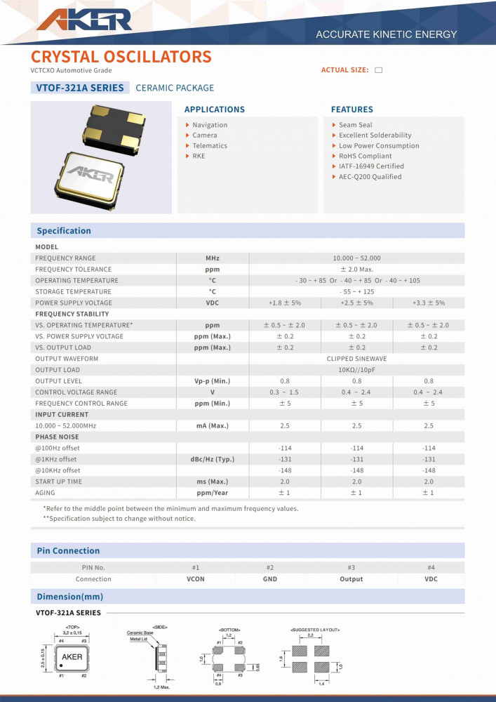 AKER VTOF-321A SERIES datasheet page