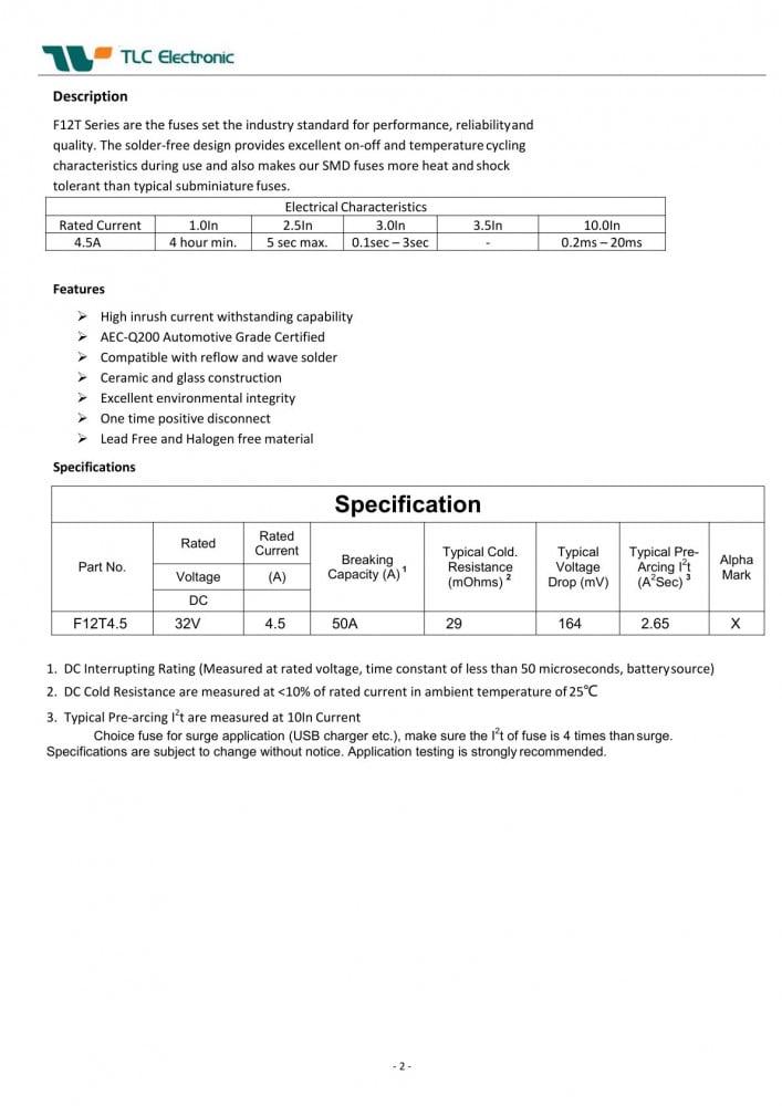 F12T4.5 datasheet page 2