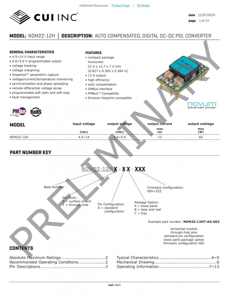 NDM2Z-12HT-P-001 datasheet page 1