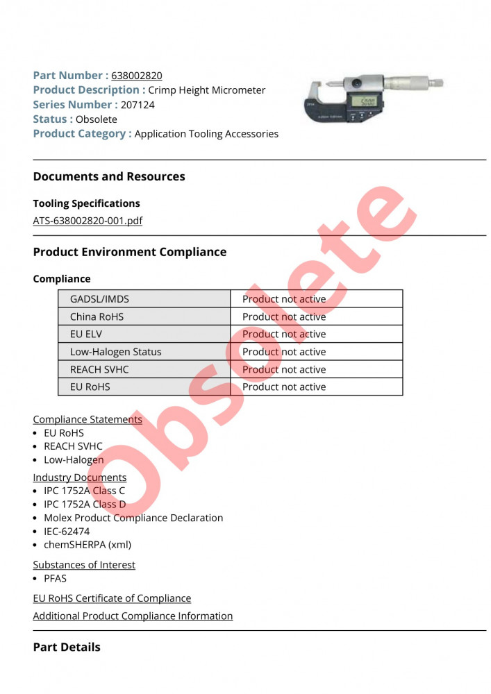 Product document image 1 for MOLEX 638002820