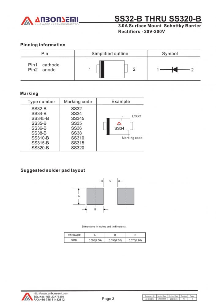 AnBon SS36-B datasheet page 3