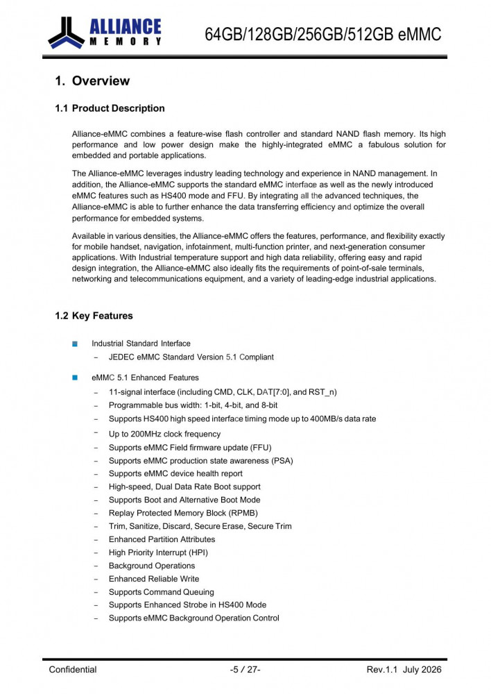 ASFC64G31T5-51BIN datasheet page 5