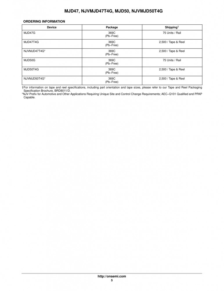 MJD47T4G datasheet page 5