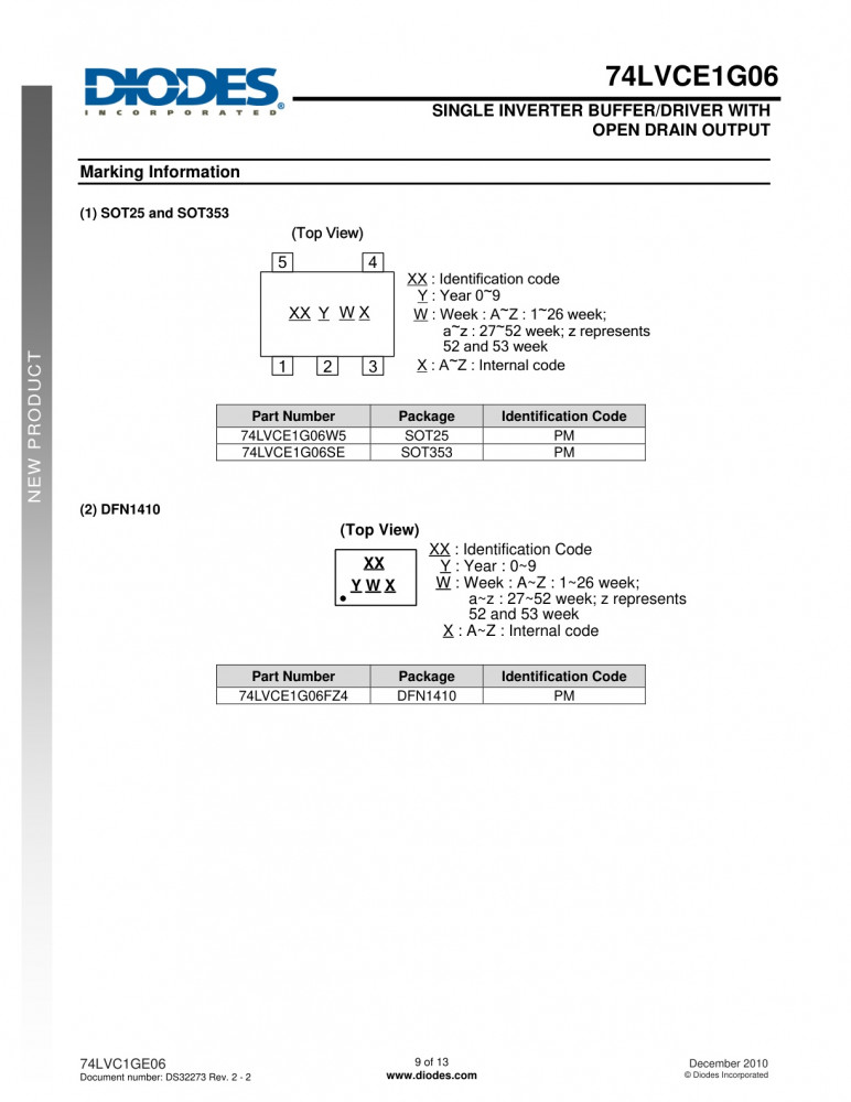 74LVCE1G06SE-7 datasheet page 9