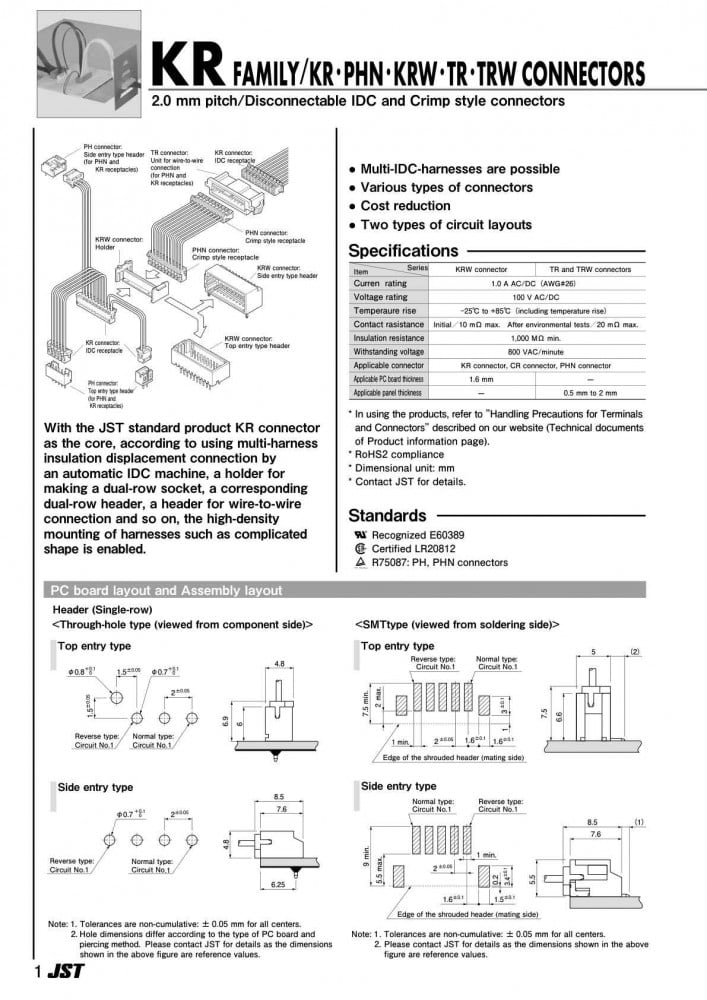 JST KR family documentation page 1