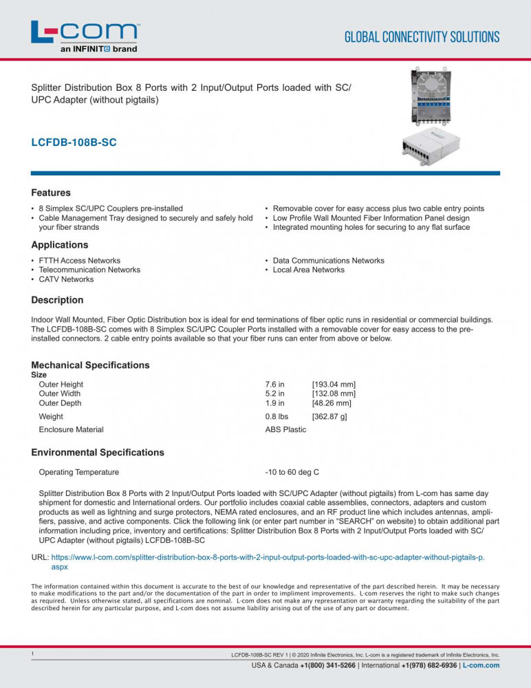 LCFDB-108B-SC technical document page 1