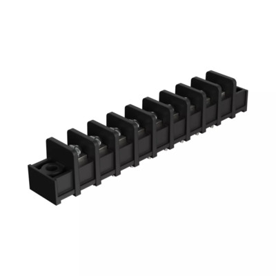 8.26mm Pitch, Single Row, Dual-Barrier Terminal Strip, with Mounting Ends, Black, Steel Screws, 9 Circuits for sale