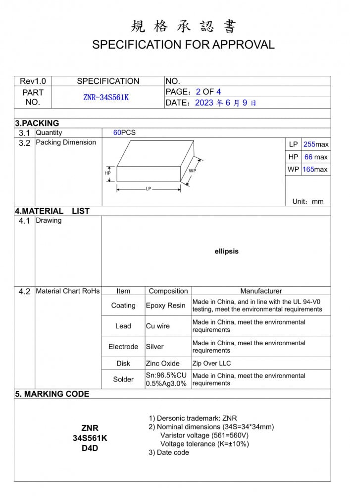RM34S561KK1DE1A0 specification page 3