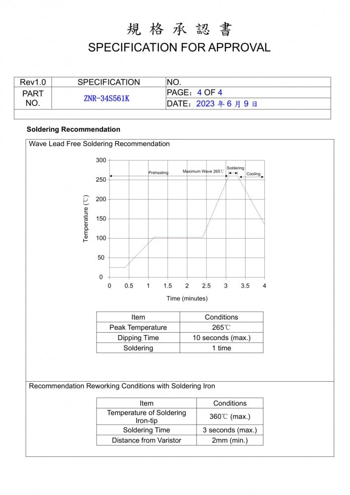 RM34S561KK1DE1A0 soldering recommendation