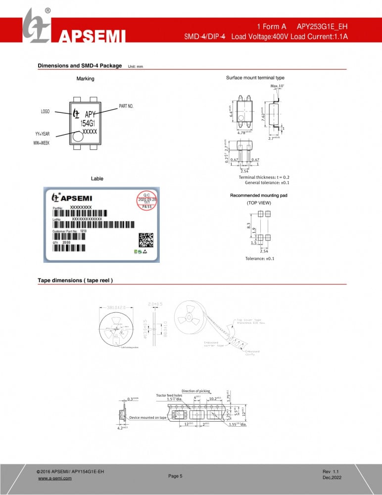 APY154G1EH datasheet page 5