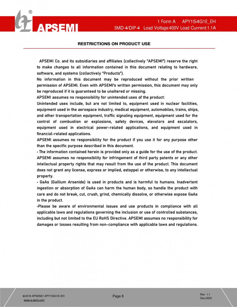 APY154G1EH datasheet page 8