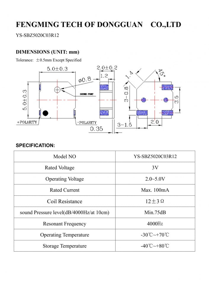 YS-SBZ5020C03R12 specification page 2