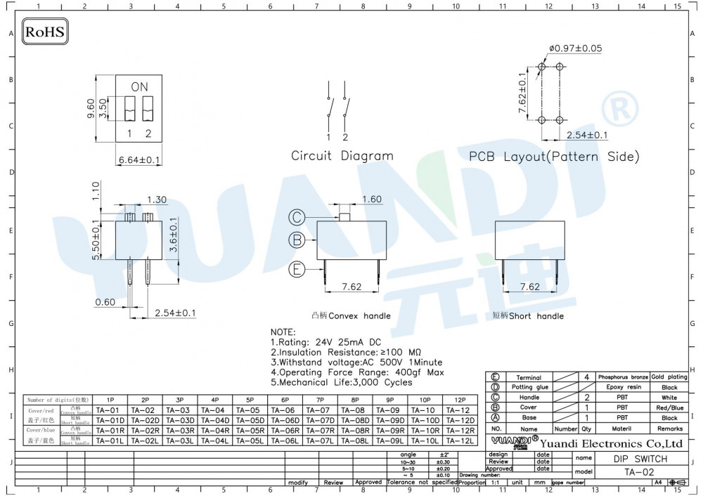 Yuandi TA-02 technical drawing page 1