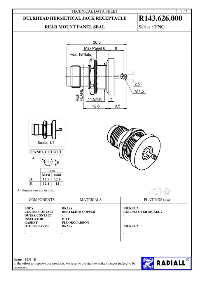 R143626000 technical data sheet, page 1