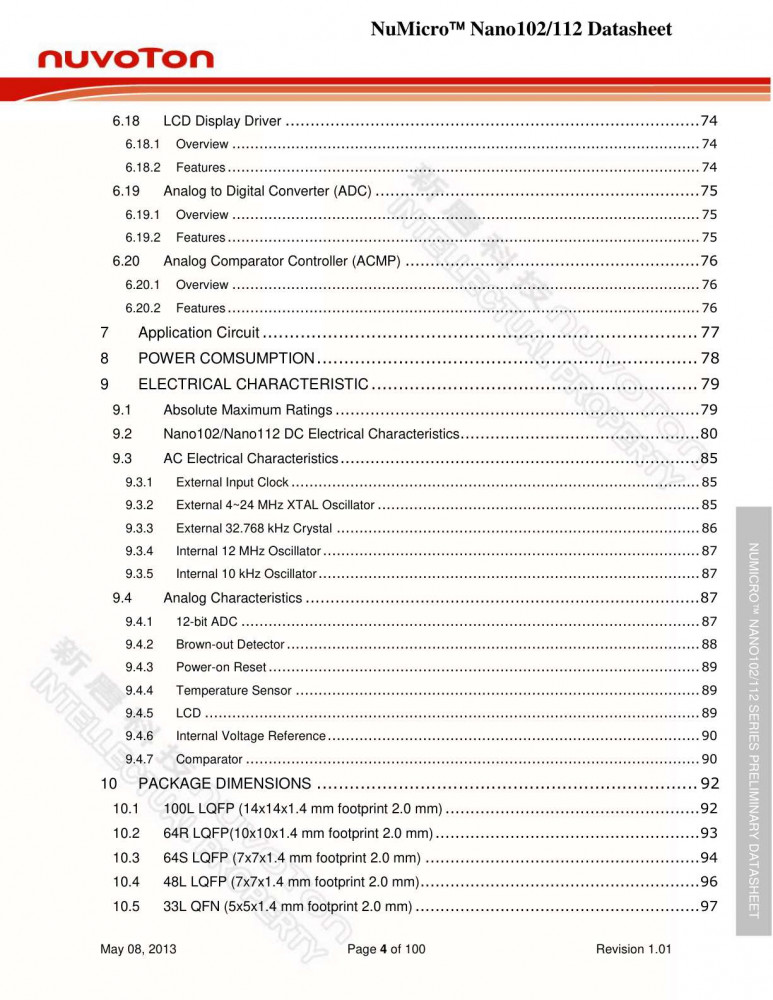 NANO102ZB1AN datasheet page 4