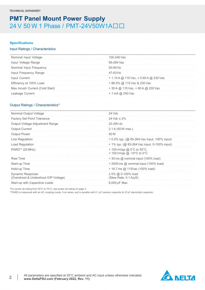 DELTA PML-24V50W1AH datasheet page 2