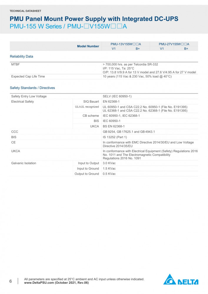 DELTA PMU datasheet page 6