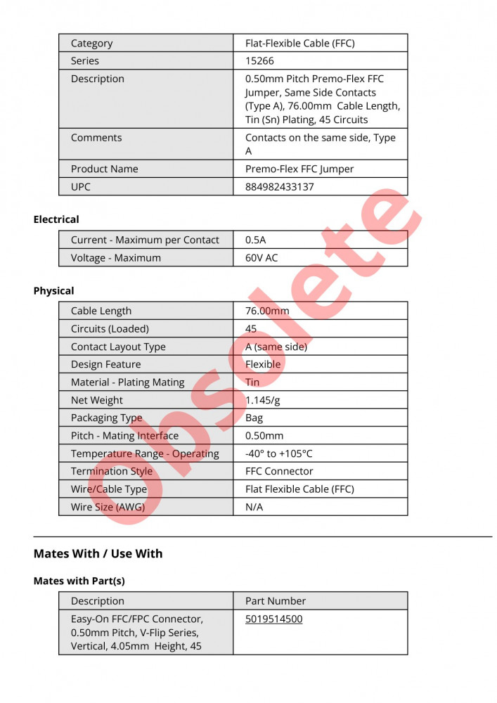 MOLEX Series 15266 FFC drawing page 2