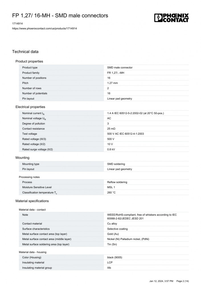 Phoenix Contact 1714914 technical document page 2