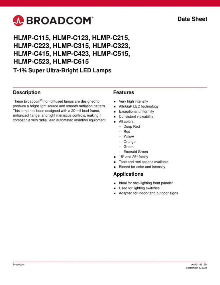 HLMP-C523 datasheet page 1