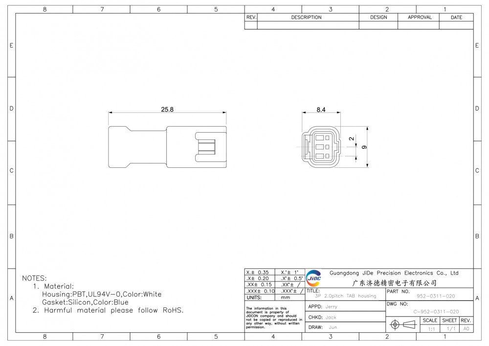 JIDC 952-0311-020 technical drawing