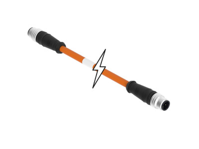 Micro-Change (M12) Double-Ended Cordset, 4 Poles, D-Coded, Male (90°) to Male (90°), 22 AWG, PUR Cable, 1.0m (3.28') Length