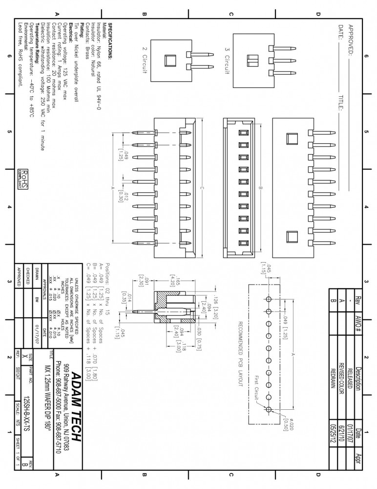 Technical document preview for ADAM TECH 125SH-B-XX-TS